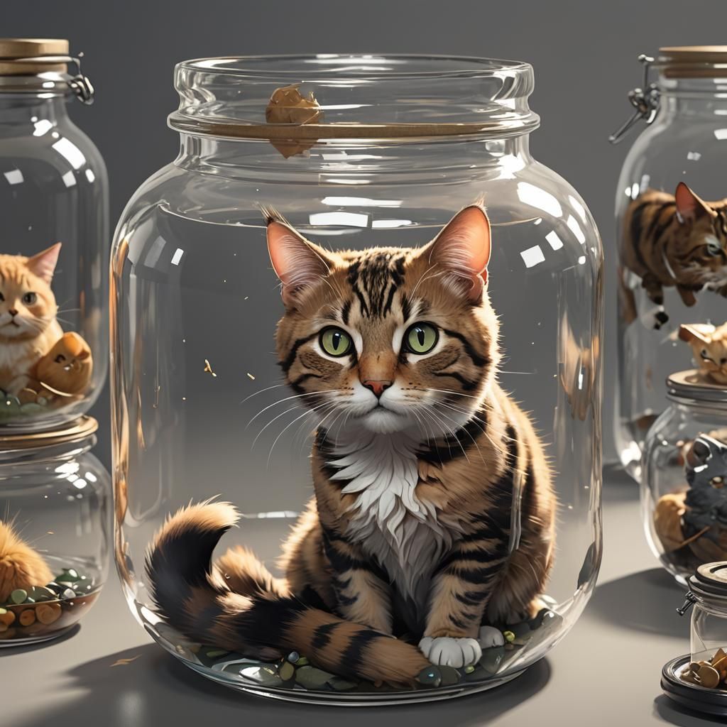 A cat inside a jar - AI Generated Artwork - NightCafe Creator