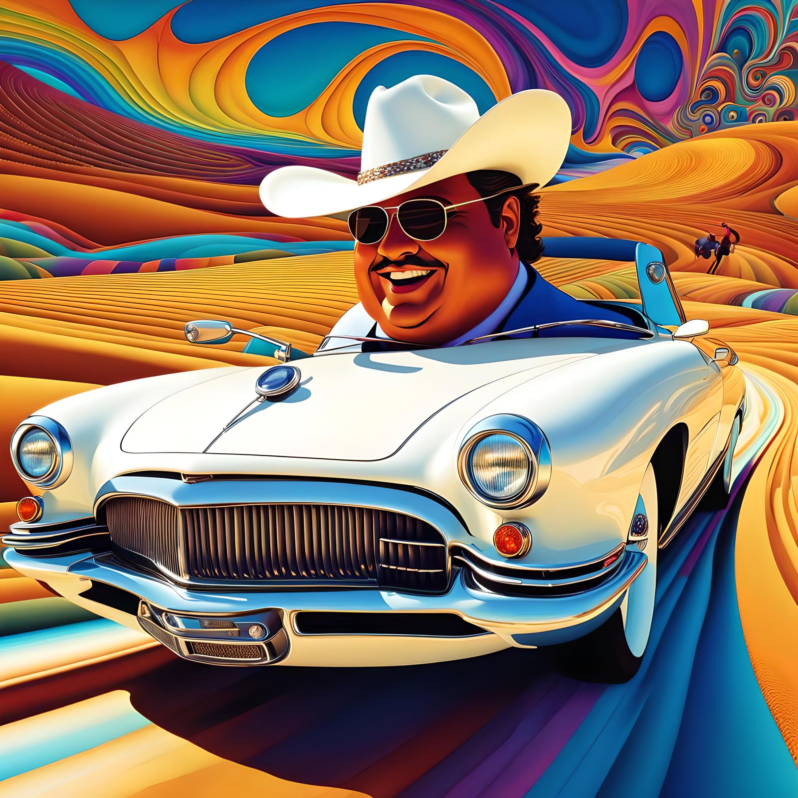 Happy Cowboy and his car - AI Generated Artwork - NightCafe Creator