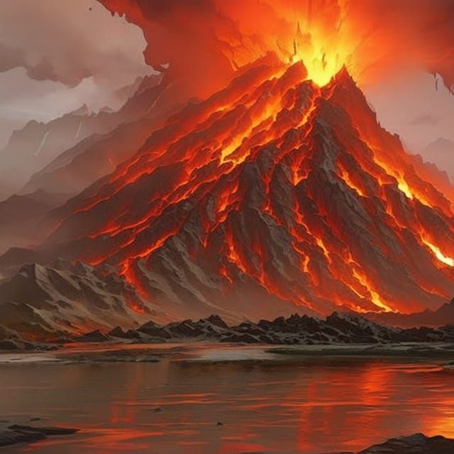 Erupting volcano - AI Generated Artwork - NightCafe Creator