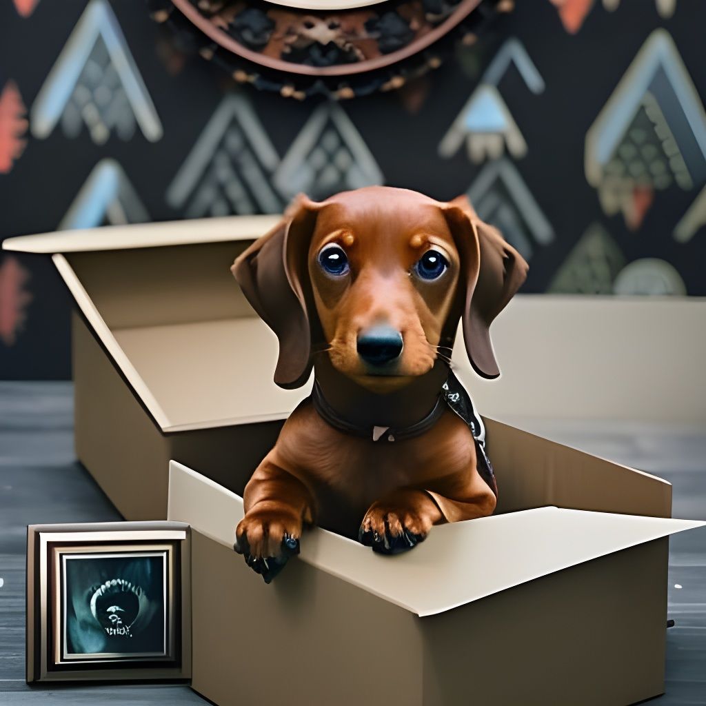Dachshund In a Box - AI Generated Artwork - NightCafe Creator