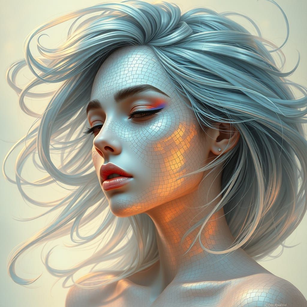 Mozaik svjetlucavi portret - Iridescent Mosaic Woman in Art ...