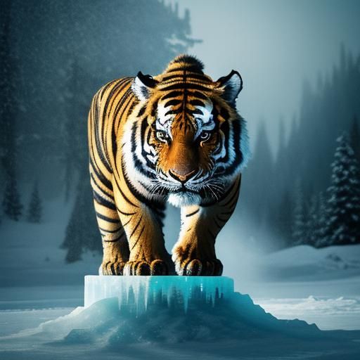 ice sculpture croatching tiger - Epic Ice Tiger Masterpiece...