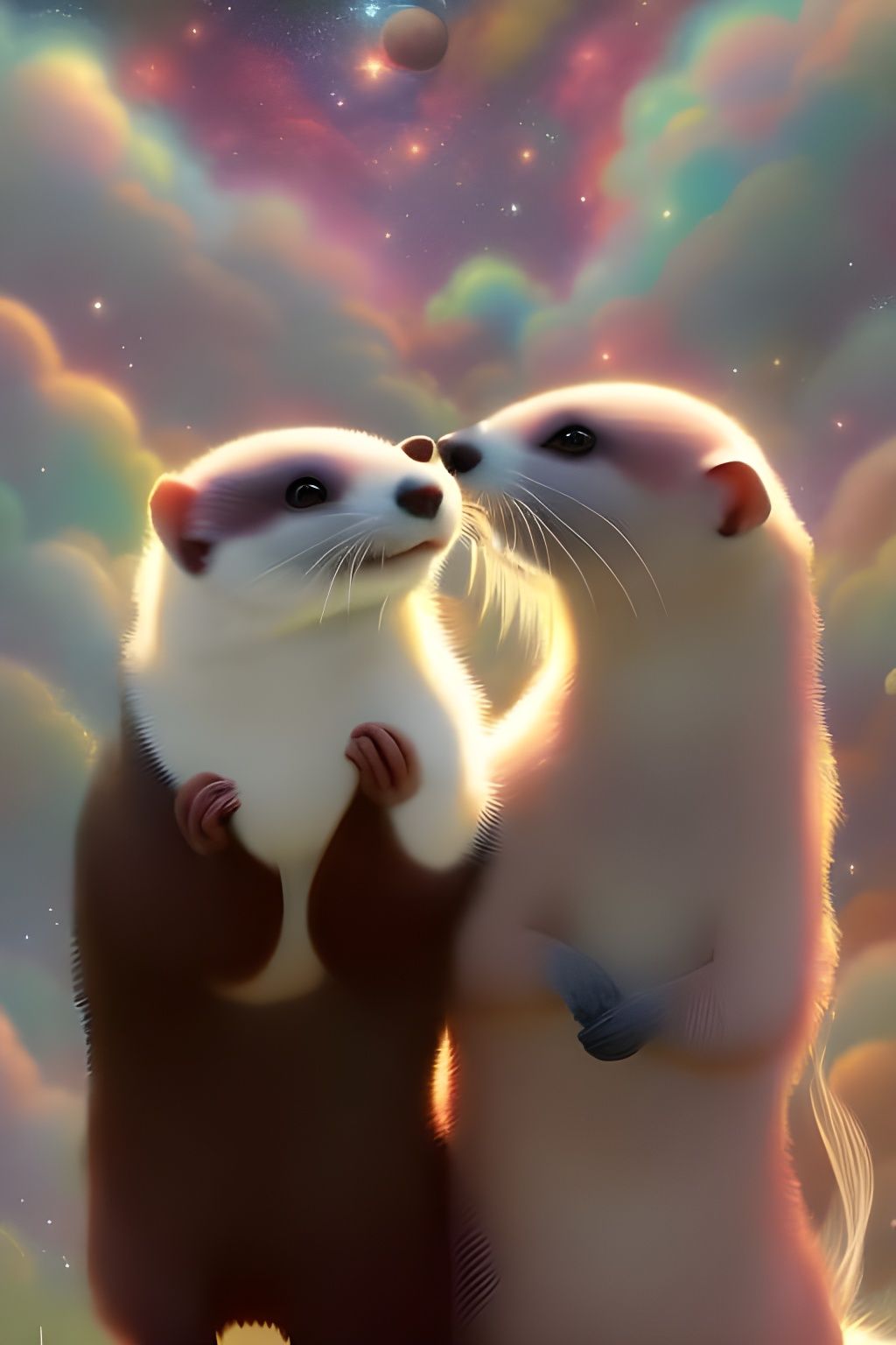 Ferrets in love 💙 - AI Generated Artwork - NightCafe Creator