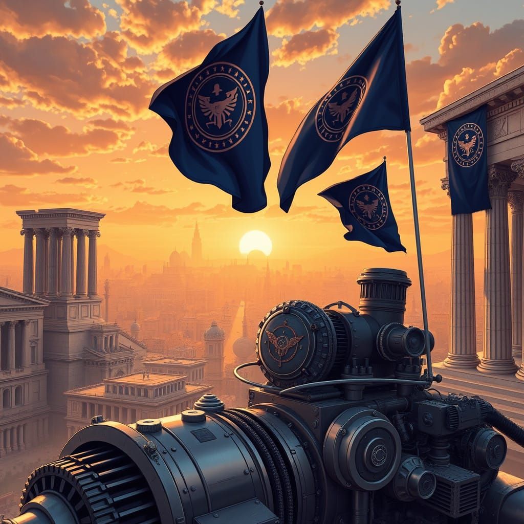 Ancient Rome Meets Futuristic Innovation in a Vibr... - AI Art