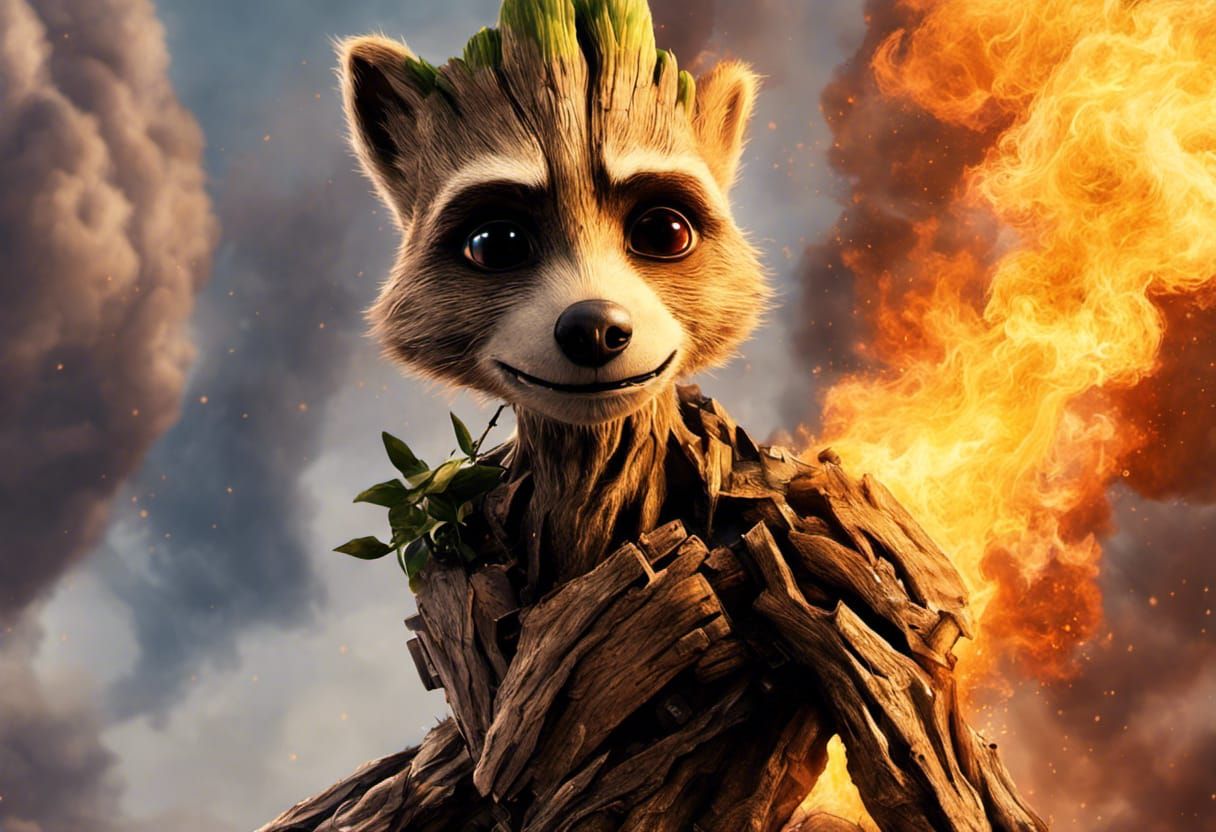 The hybrid son of 'Groot' and 'Rocket Racoon' is working as a ...
