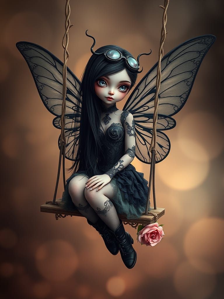 hyper-realistic digital artwork pop surreal style of a gothic dark ...