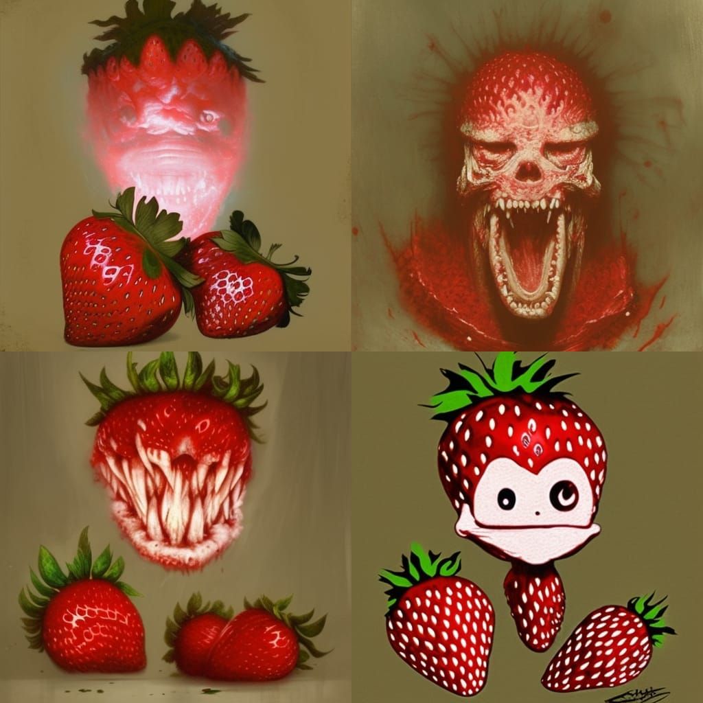 Strawberry monster horror Gustave Doré Greg Rutkowski - AI Generated ...