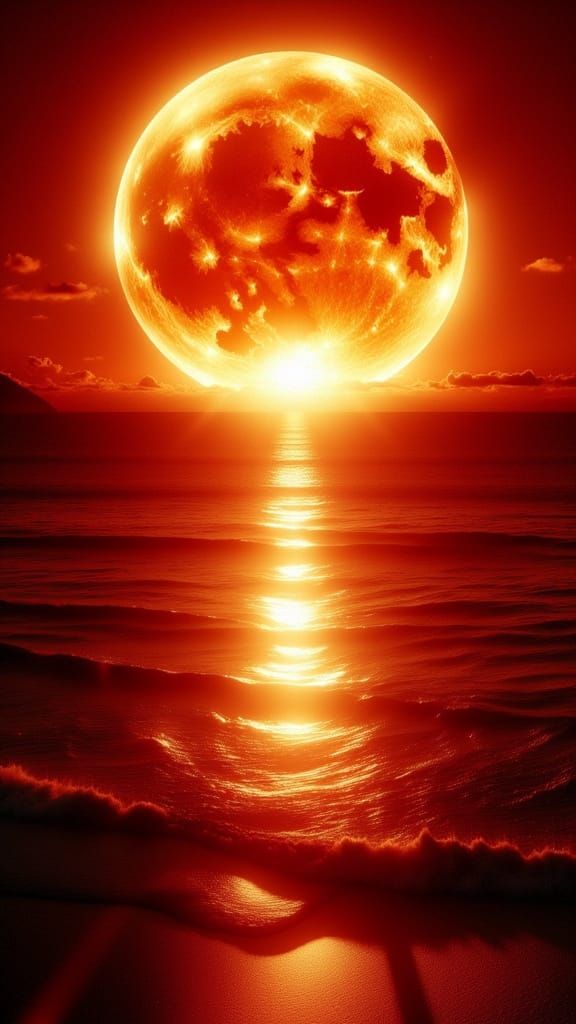 Stunning Celestial Masterpiece in Metallic Red and... - AI Art