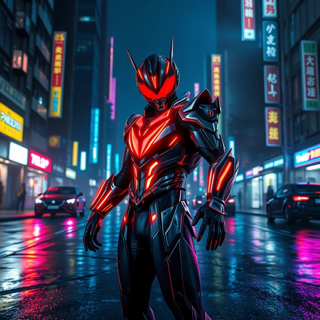 kamen rider x - Kamen Rider X in Futuristic Urban Landscape
