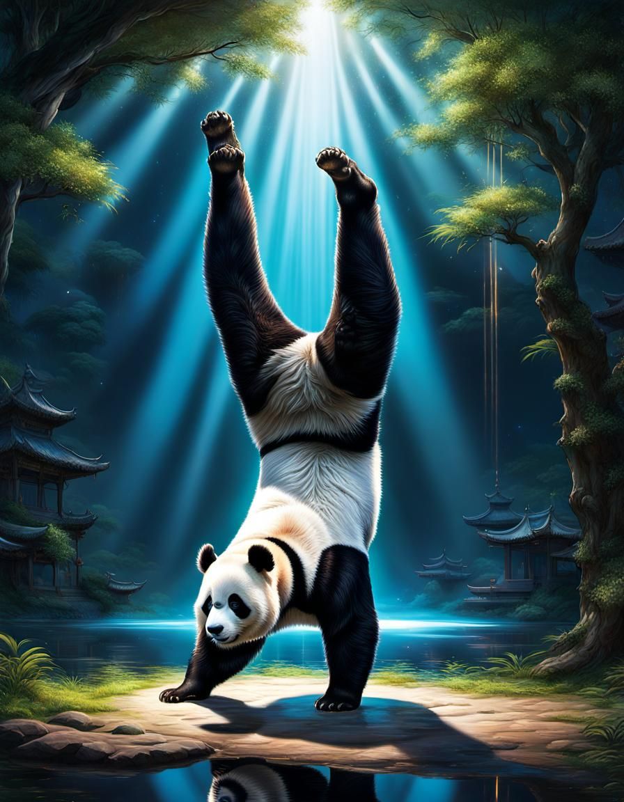 Upside-Down: Panda doing a Hand Stand - AI Generated Artwork ...