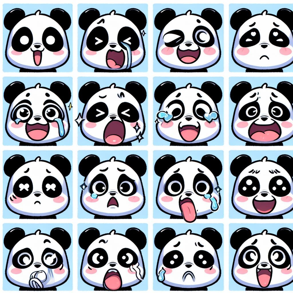Kawaii panda expression model sheet - AI Generated Artwork - NightCafe ...