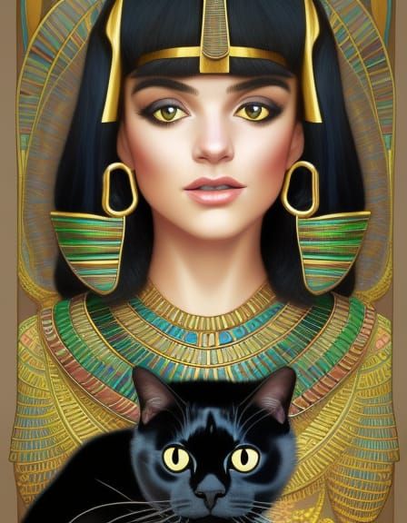 Cleopatra with cat - AI Generated Artwork - NightCafe Creator