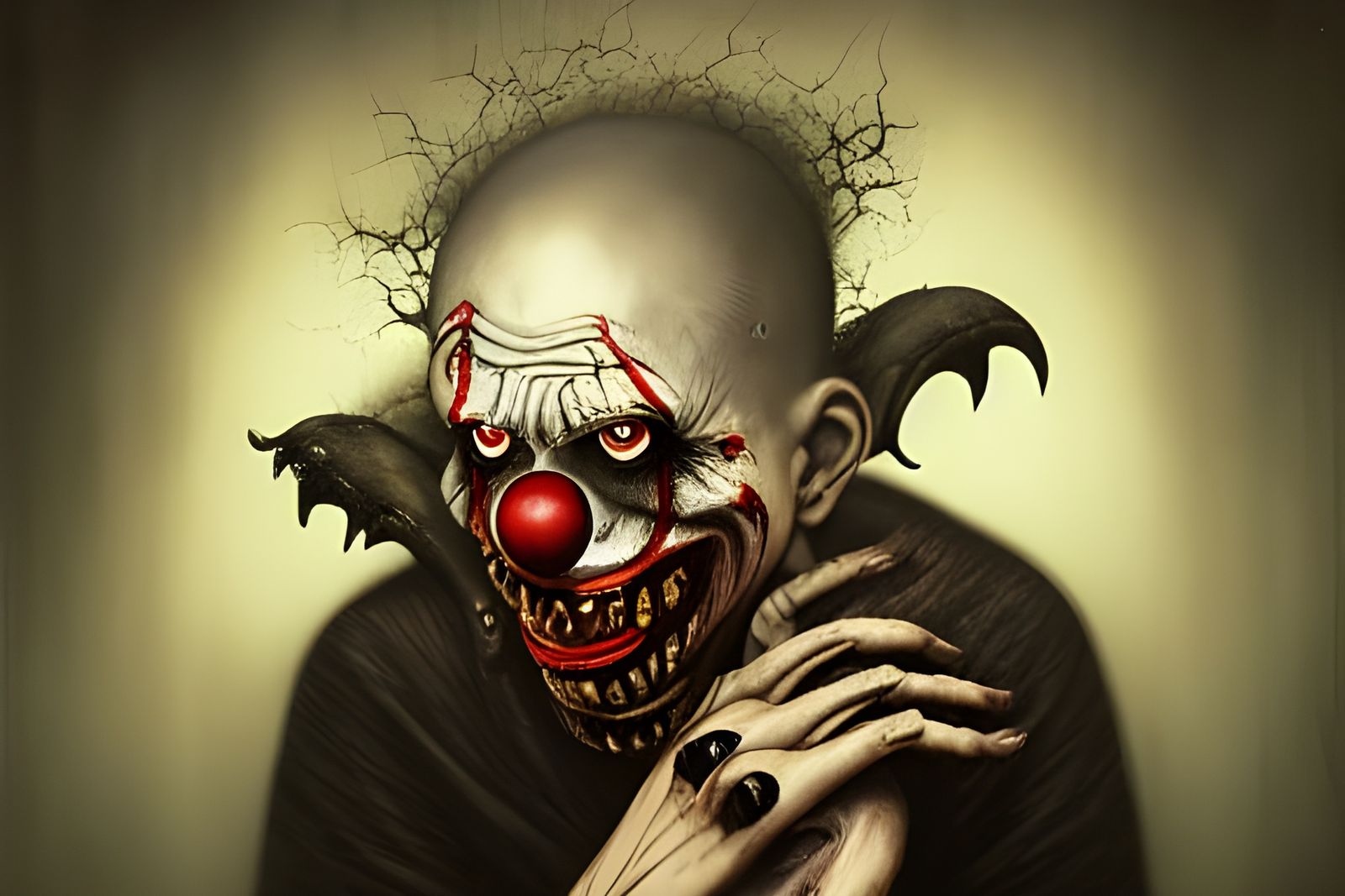 Scary, evil clowns, horrific, terrifying, dreamlike, hyperrealistic ...