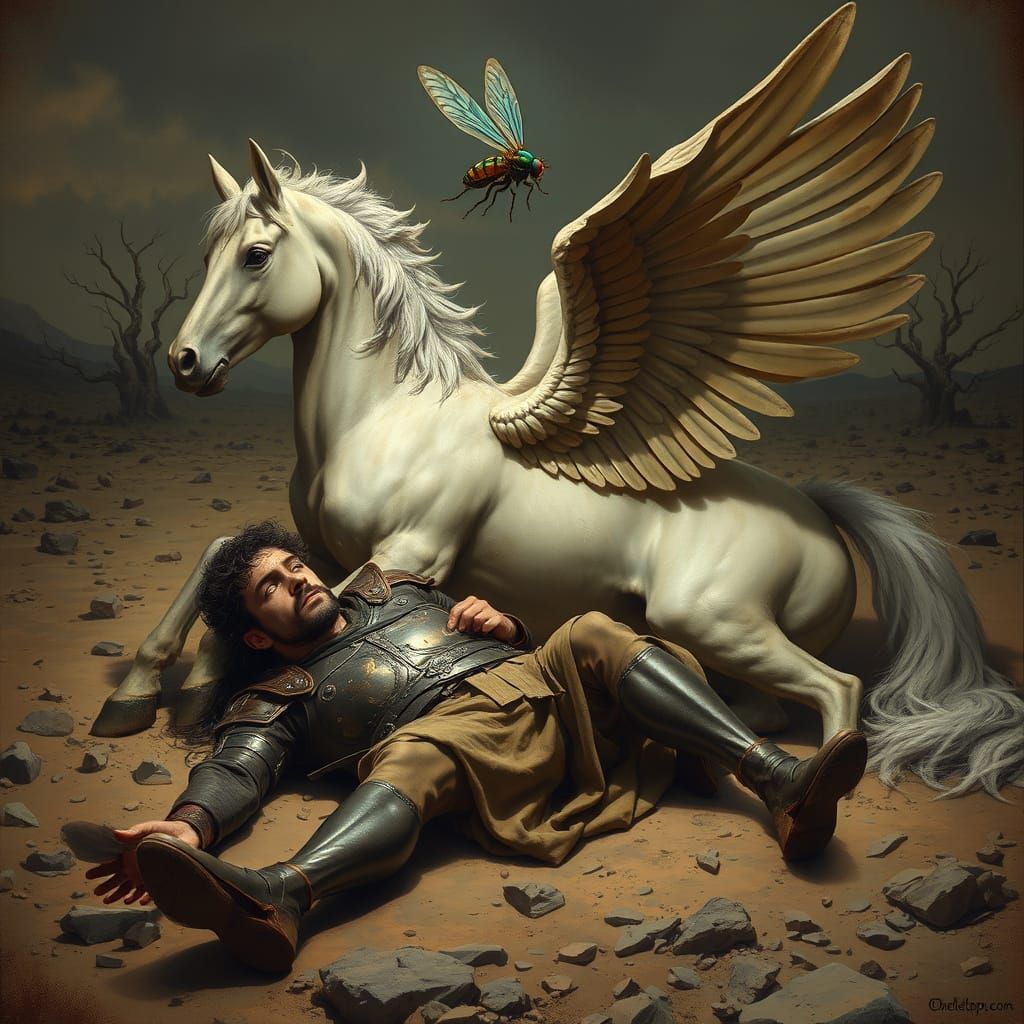 Bellerophon and Pegasus died both from the hand of Zeus