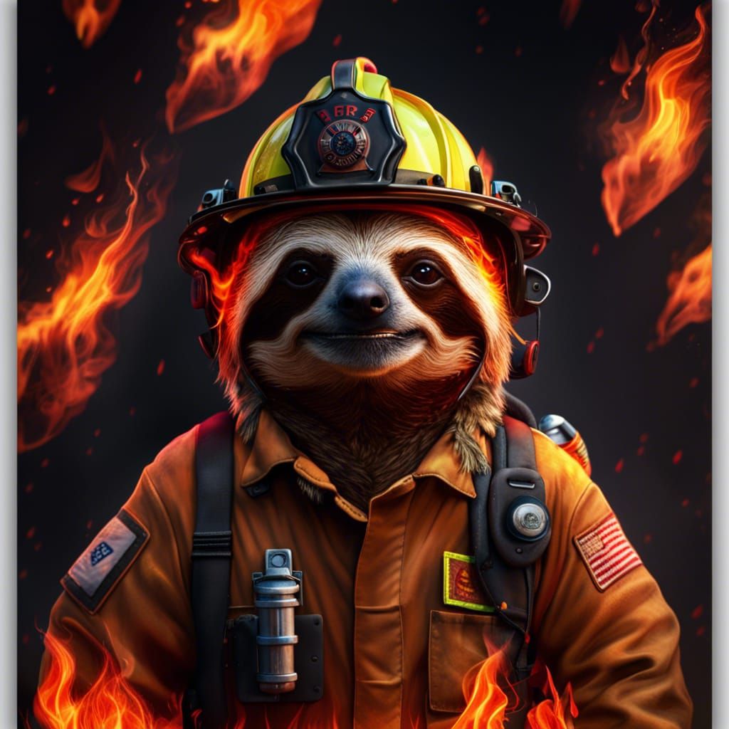 Firefighter Sloth - AI Generated Artwork - NightCafe Creator