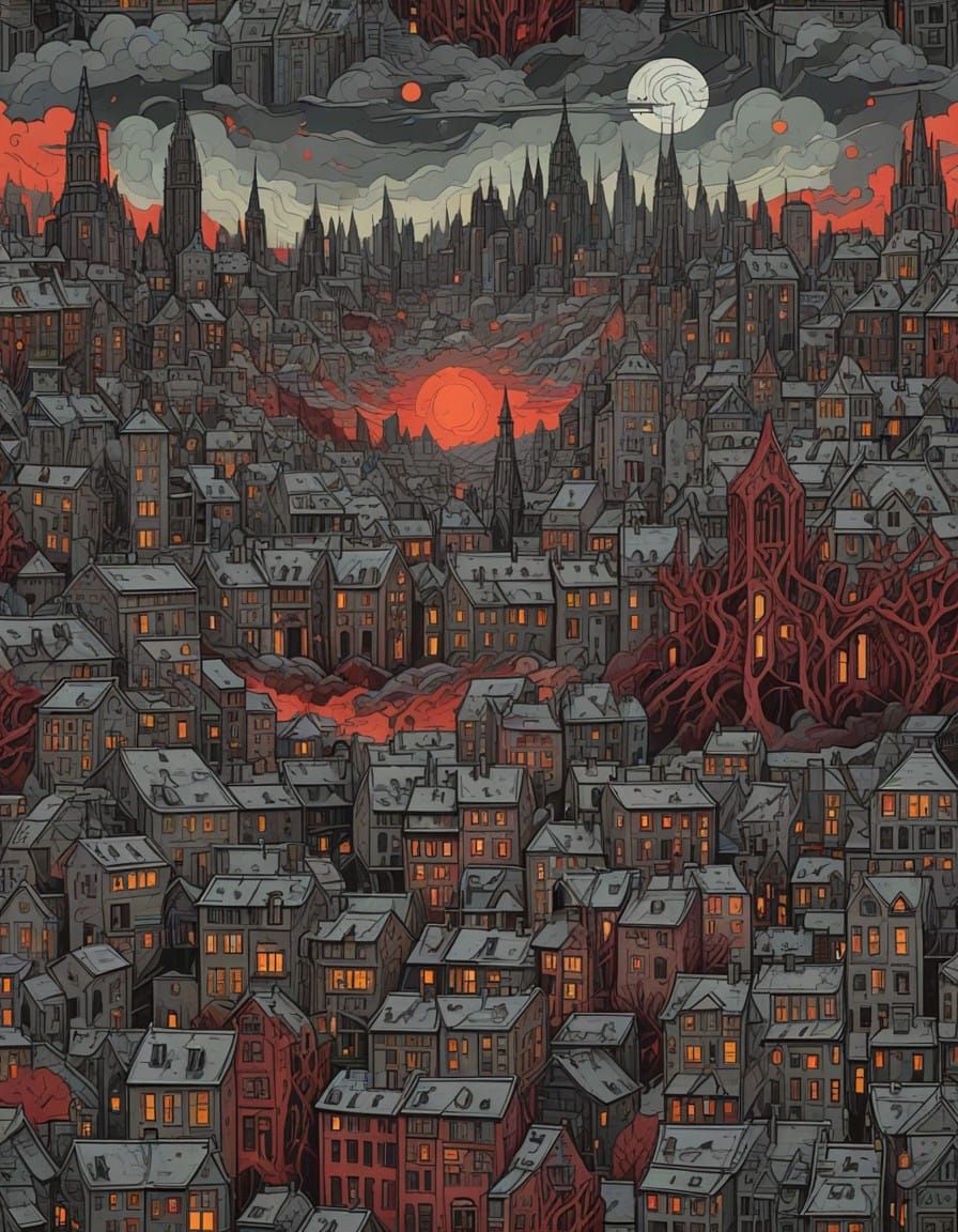 Neofuturistic Metropolis Rising from Flesh-Like Ar... - AI Art