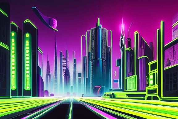 Neon Lighting City 2050 - AI Generated Artwork - NightCafe Creator