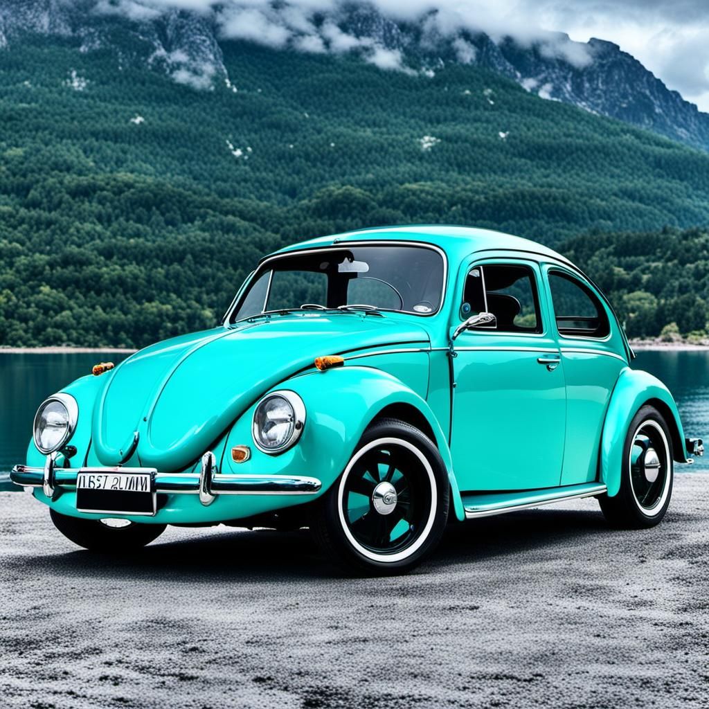 a vw beetle that is an epic 🌊TURQUOISE CREATION🌊? Vibrant, stunning ...