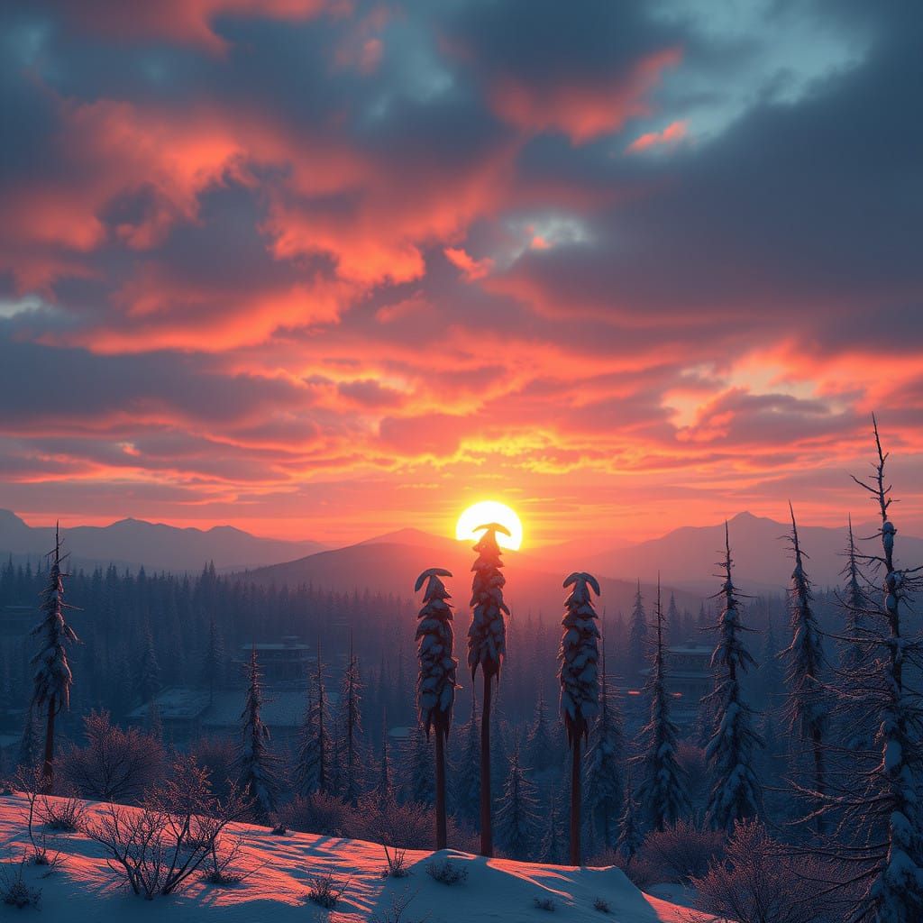 Winter solstice with sunset - Surreal Winter Sunset on the S...