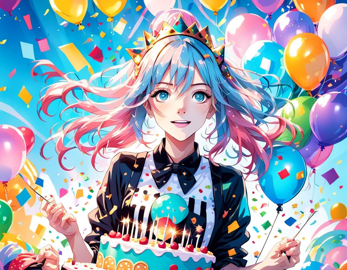 Anime Birthday Girl - AI Generated Artwork - NightCafe Creator