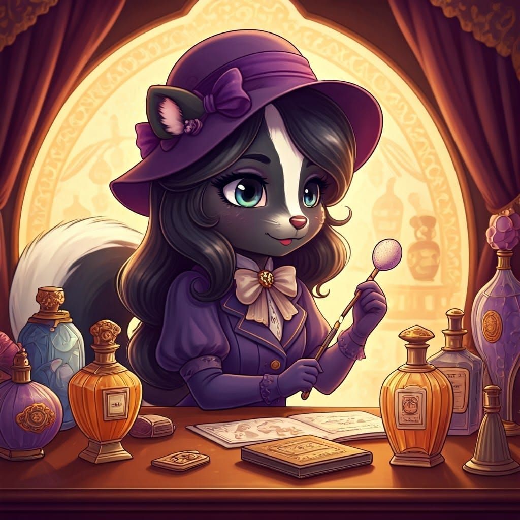 Chibi Skunk Perfumer Creates Luxury Fragrance in E... - AI Art