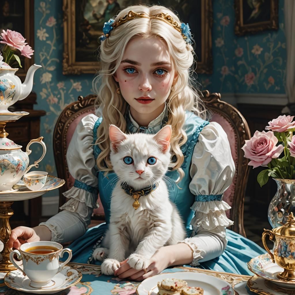 Alice and Dina's Tea Party - AI Generated Artwork - NightCafe Creator