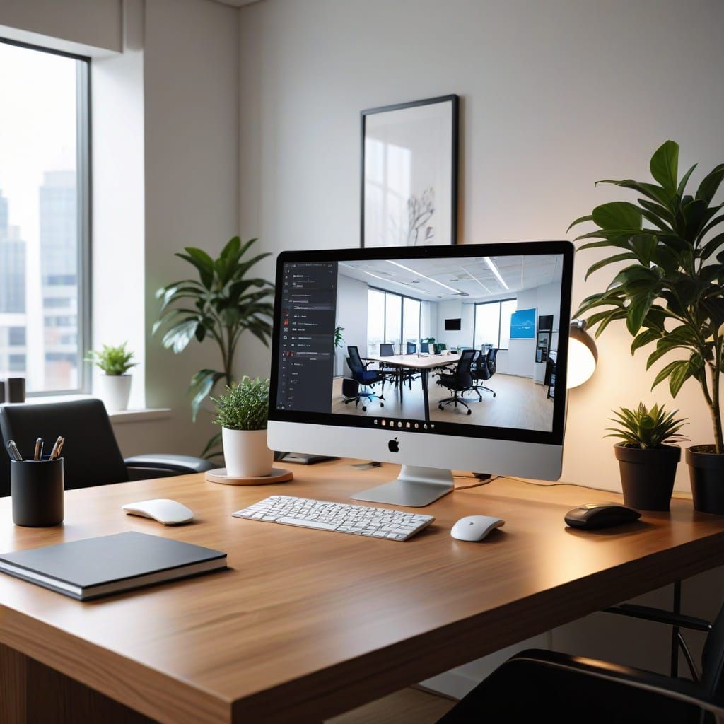 Luxurious Modern Office Background for Zoom Calls - AI Art