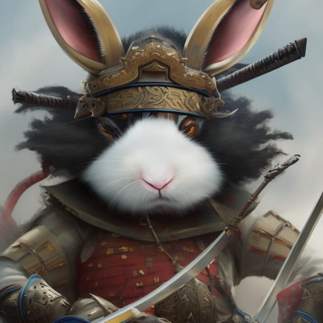 “samurai rabbit”! ⚔️, essence of the warriors, cute and fluffy. 🐰 ...