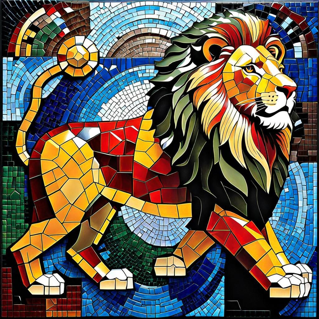 Lion Puzzle / Mosaic - AI Generated Artwork - NightCafe Creator