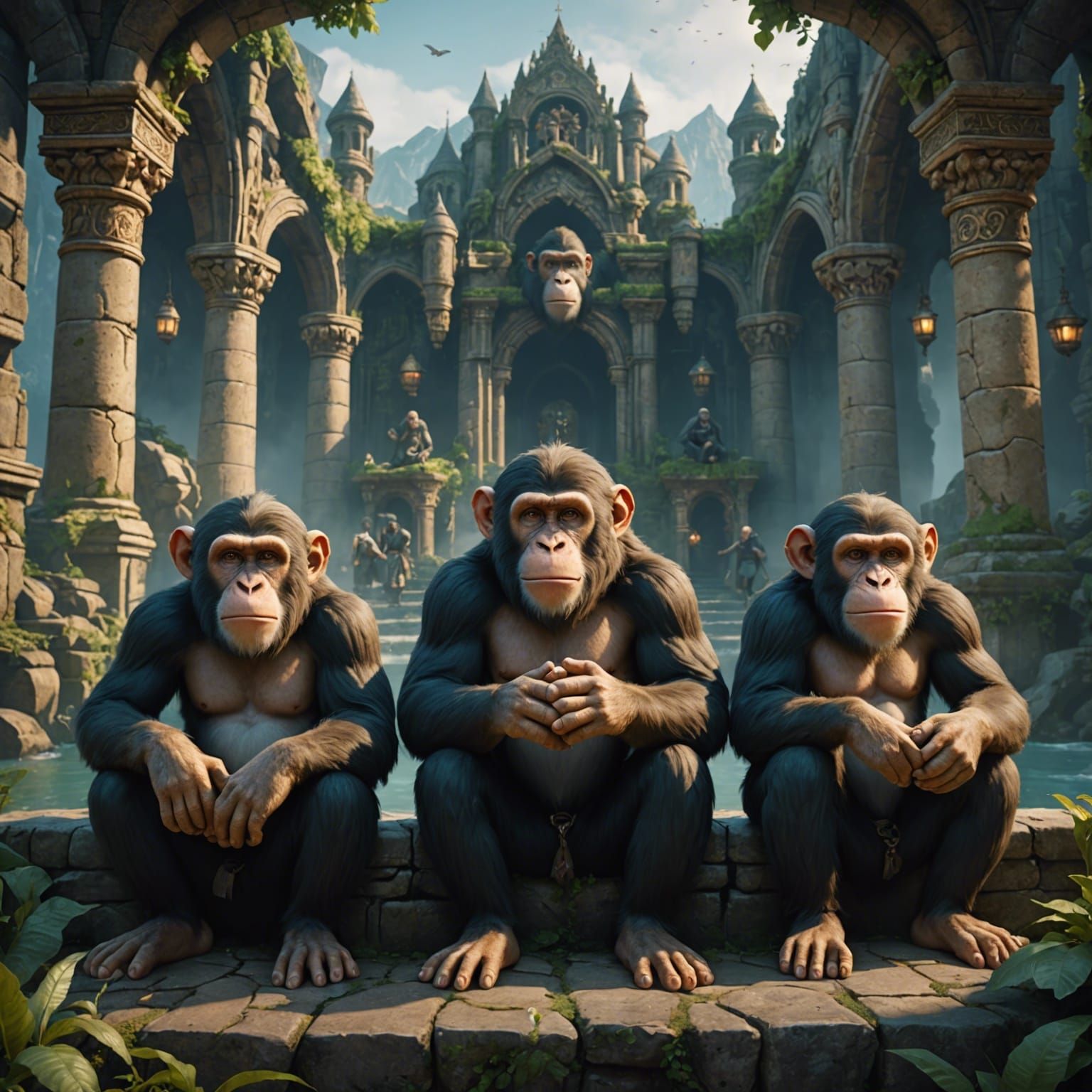 Council of the 3 wise monkeys - AI Generated Artwork - NightCafe Creator