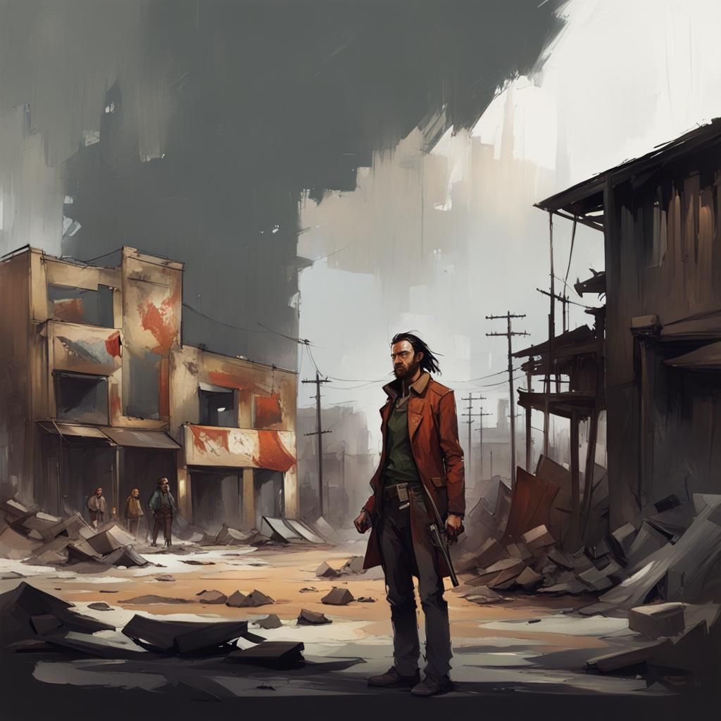 Art Style: Disco Elysium Color Palette: Dark and moody hues with ...