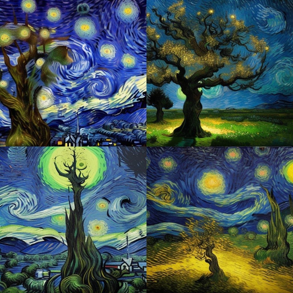 Starry trees - AI Generated Artwork - NightCafe Creator