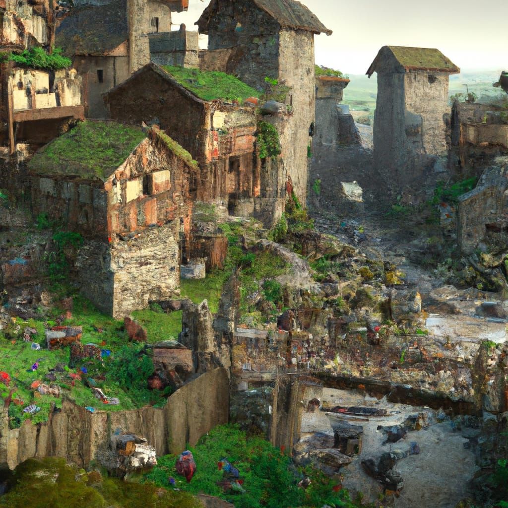 medieval village ambushed by a horde of wretched undead villagers ...