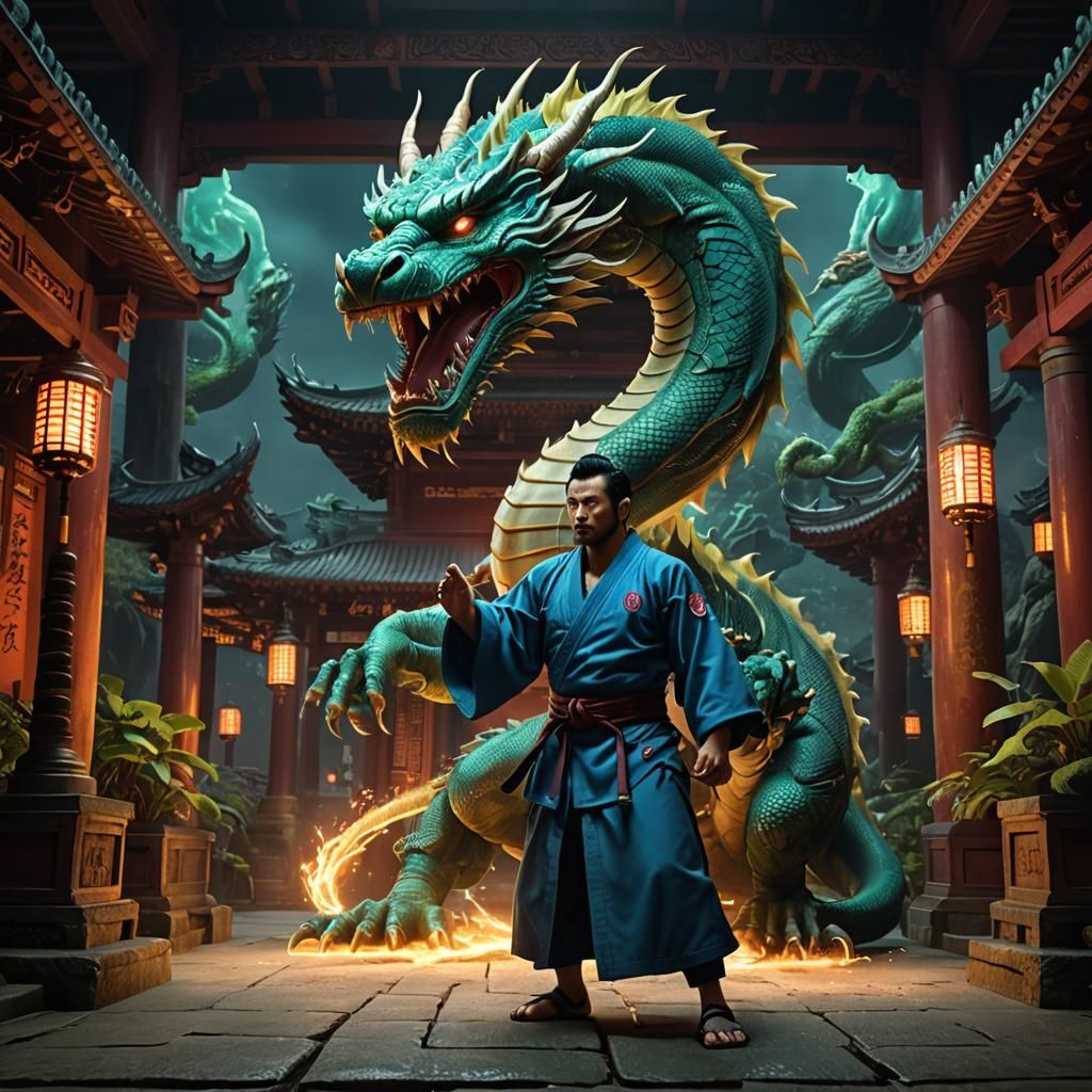 A Judo Master in Dragon's Temple - AI Generated Artwork - NightCafe Creator