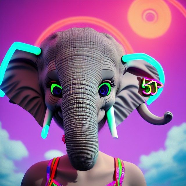 Cute Raver Psychedelephant - AI Generated Artwork - NightCafe Creator