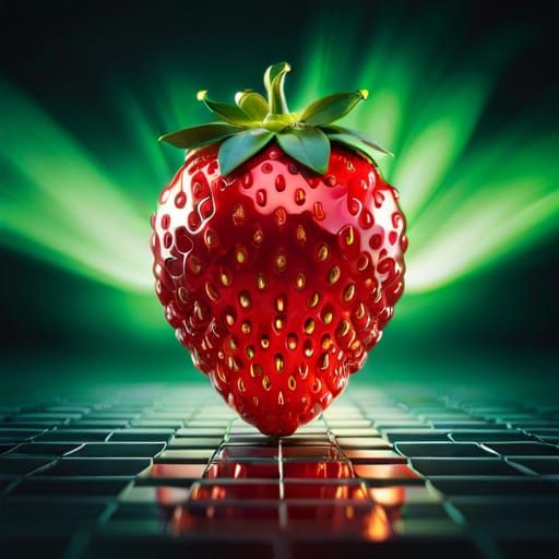a glowing strawberry made of crystal glass - AI Generated Artwork ...