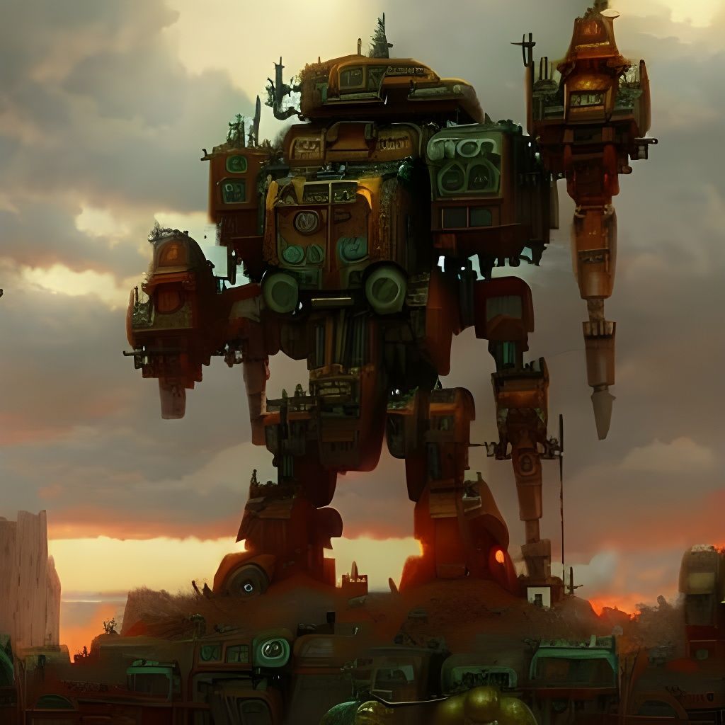 Steampunk Heavy battle mech - AI Generated Artwork - NightCafe Creator