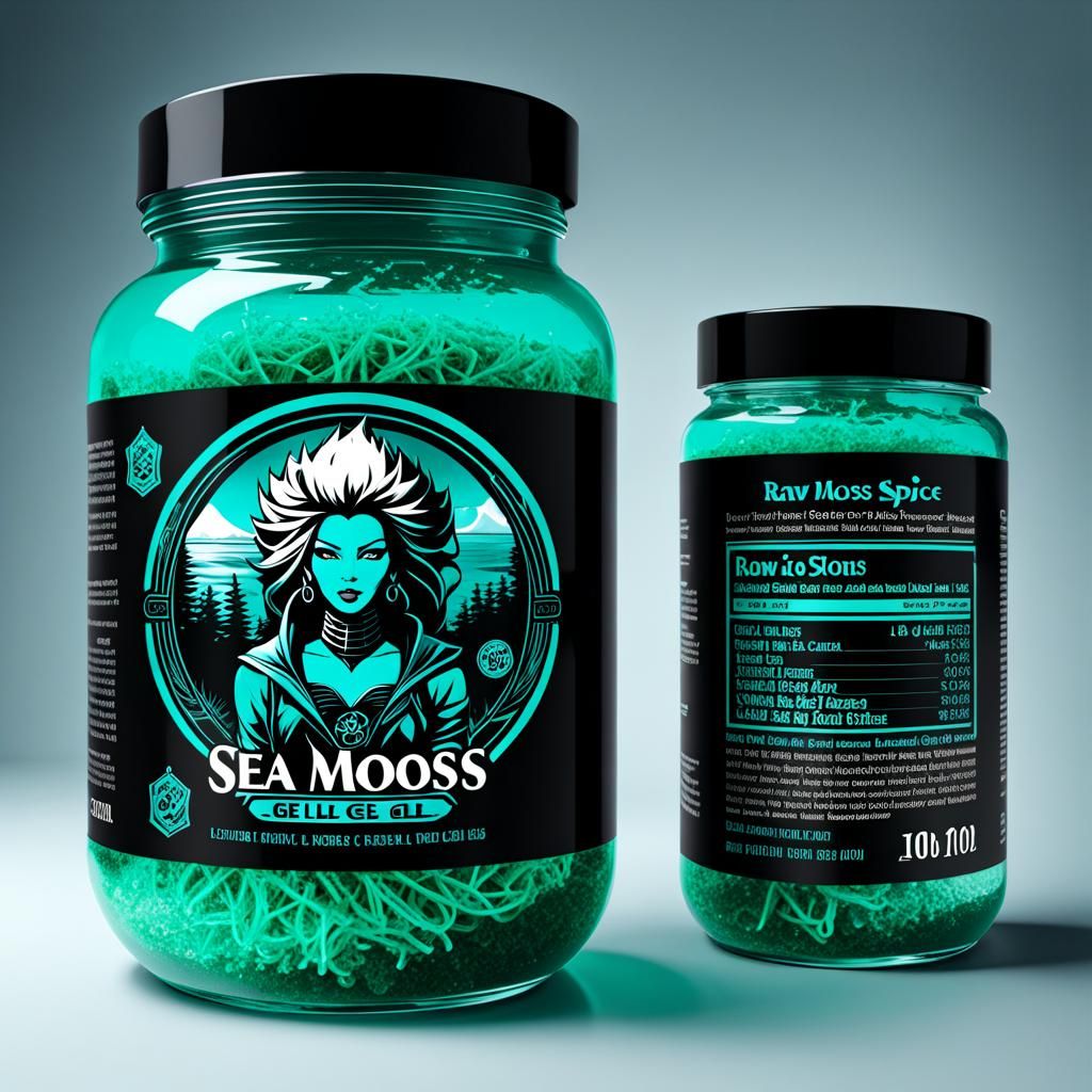 a jar label design for Sea Moss Gel. Raw Flavor. Dimensions 10" by 3.25 ...