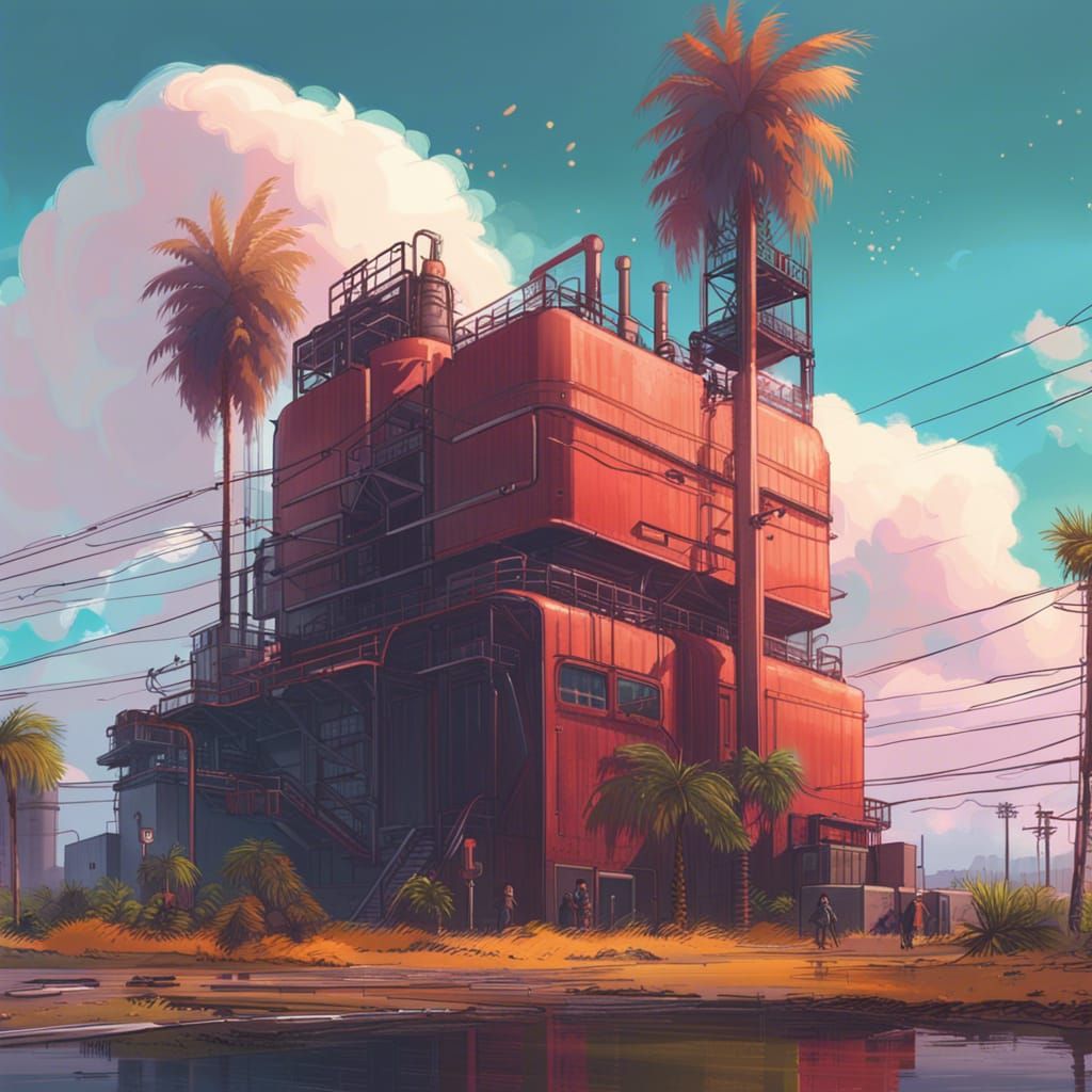 Small factory - AI Generated Artwork - NightCafe Creator