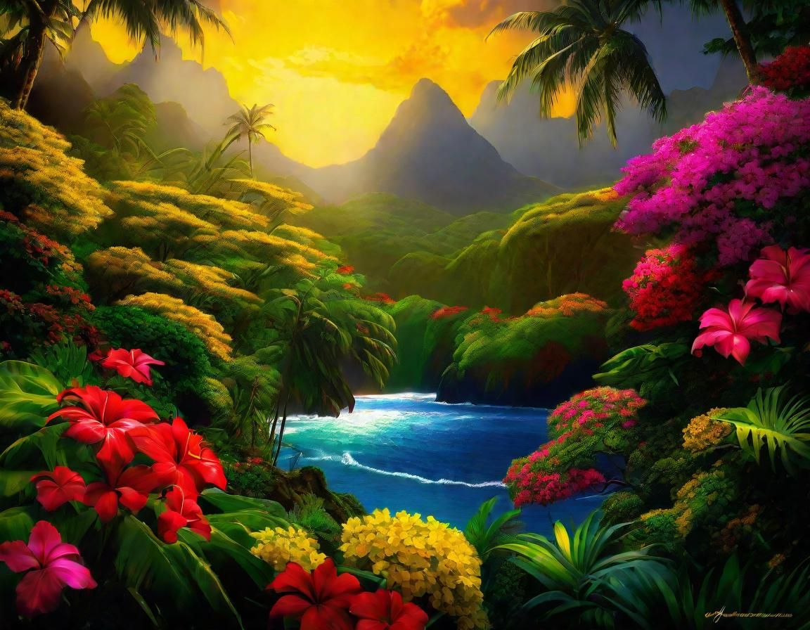 mysterious Hawaii; aloha beautiful colorful dreamy exotic flowers ...
