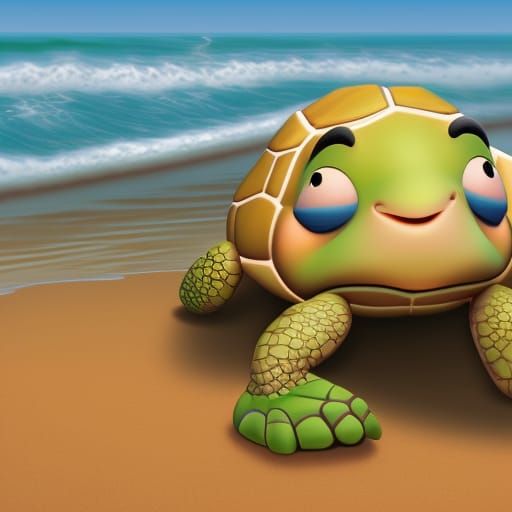cute baby turtle on a beach - AI Generated Artwork - NightCafe Creator