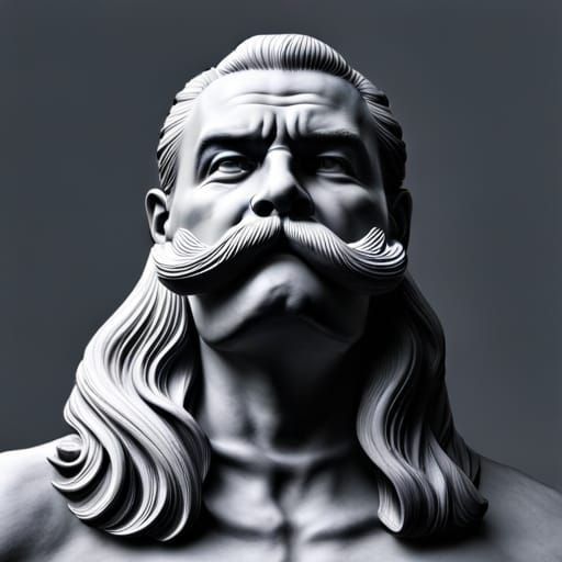 Marble Statue of a Mustache Man V1 - AI Generated Artwork - NightCafe ...