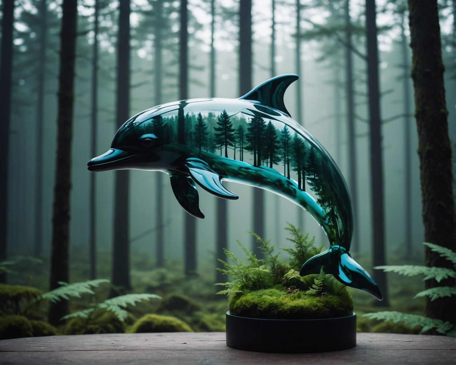 Silhouette of a Nordic glass dolphin v2 - AI Generated Artwork ...