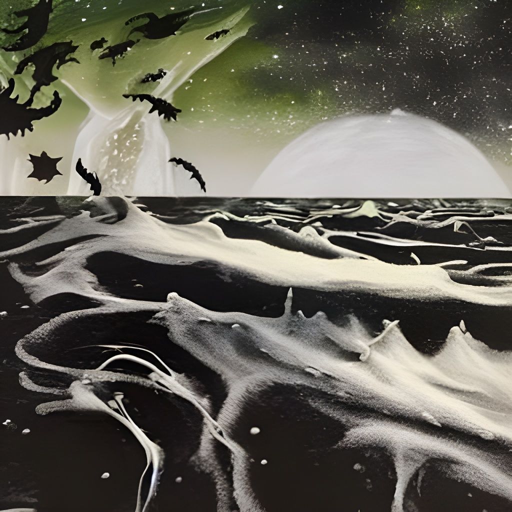 Boiling ocean of black slime swarming with unimaginable distorted ...