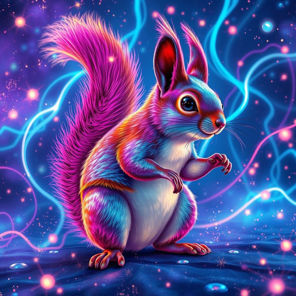 Ethereal Disco Squirrel in Starry Cosmos - AI Art