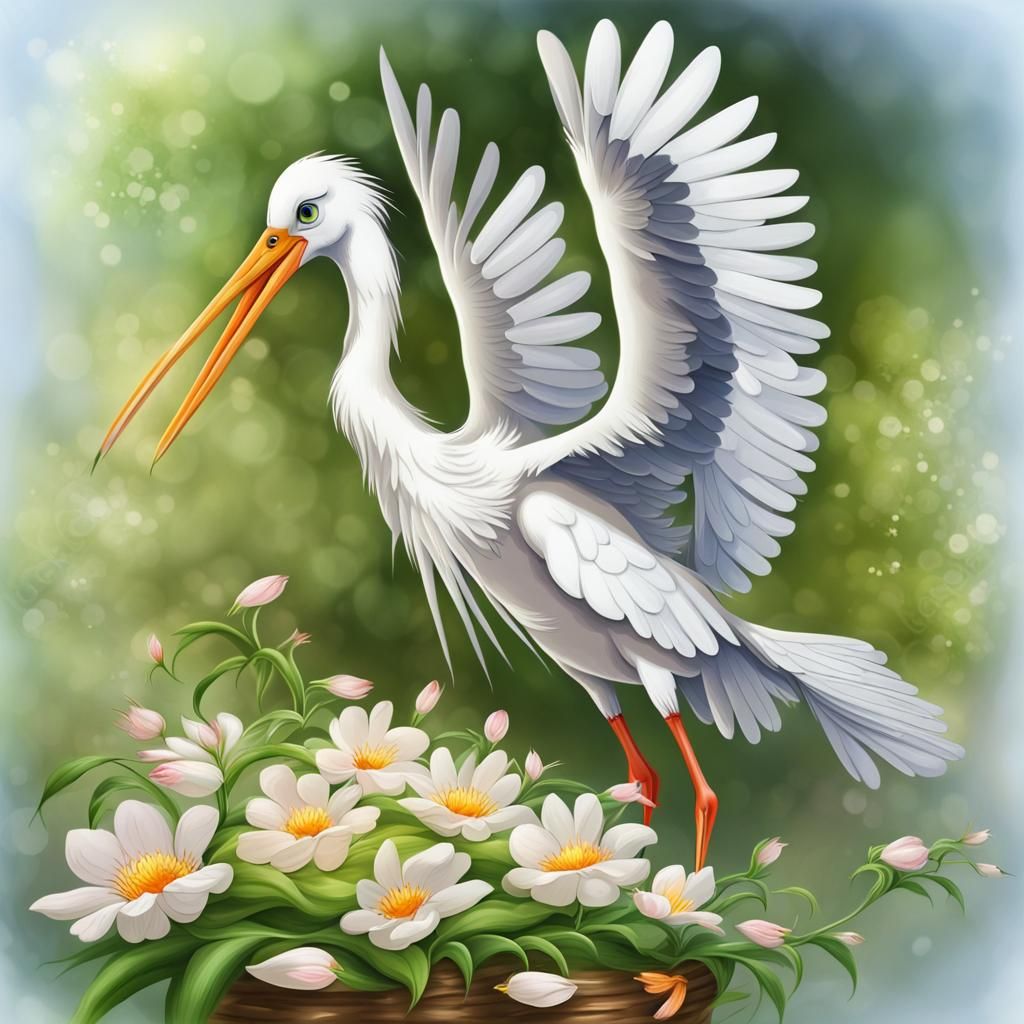 Beautiful stork - AI Generated Artwork - NightCafe Creator