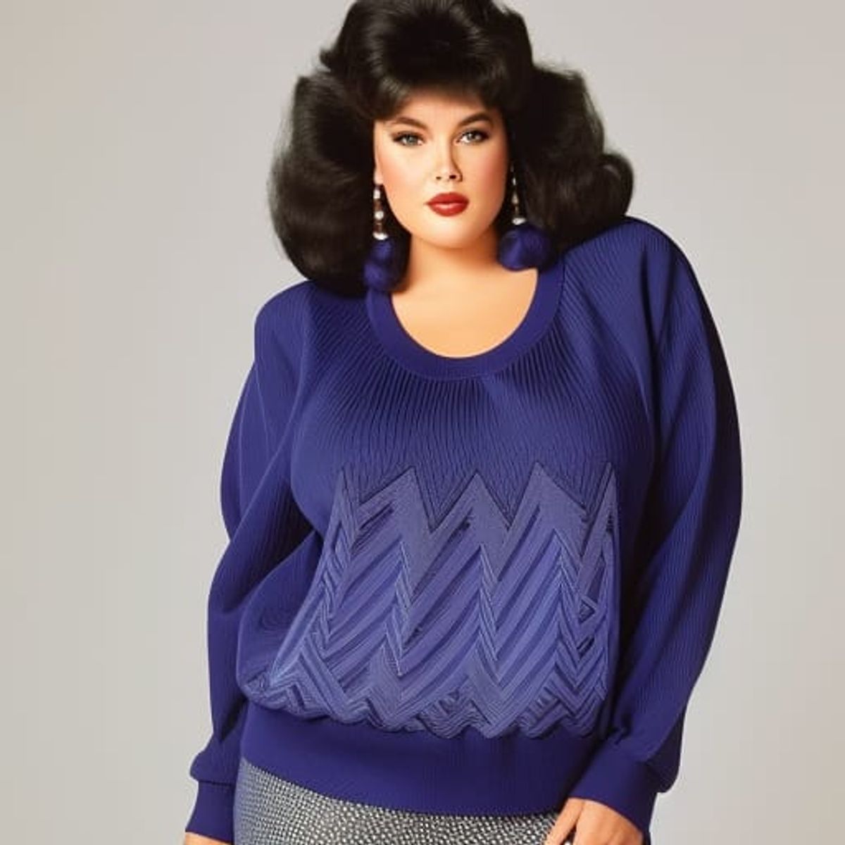 Plus size chubby, 1980s glamour shot, larger than life hairstyle ...