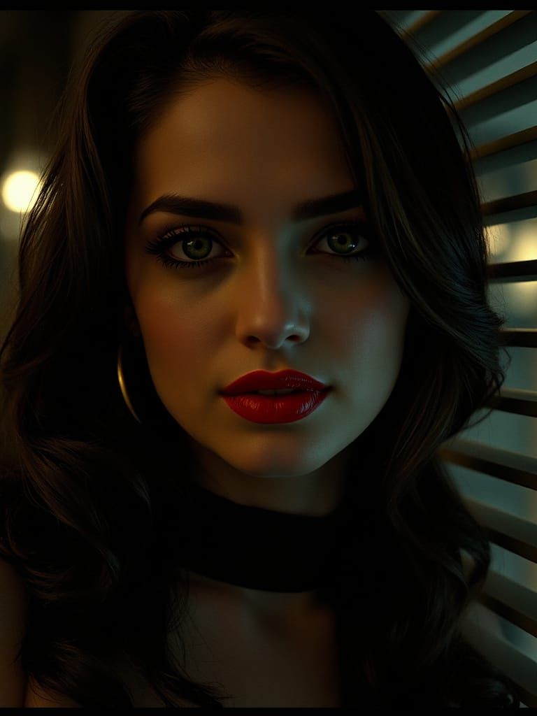 Sultry Femme Fatale in Film Noir Style - AI Art