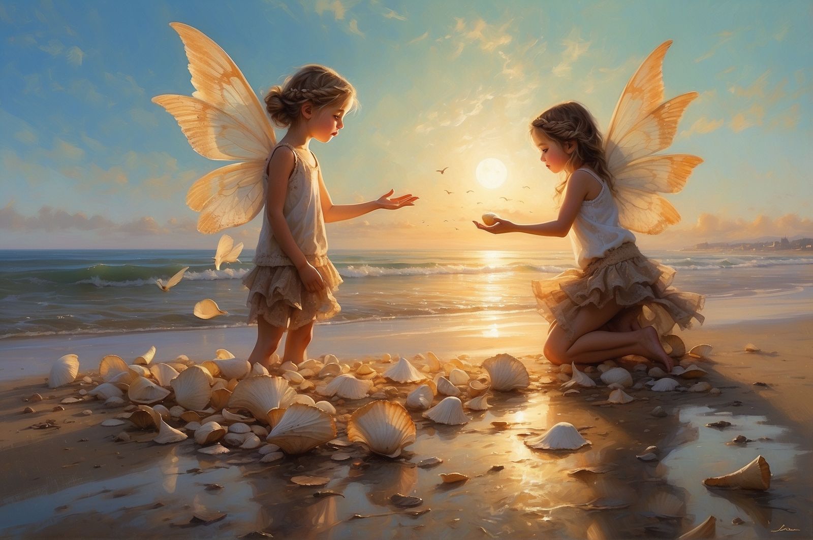 Fairies Collecting Seashells - AI Generated Artwork - NightCafe Creator