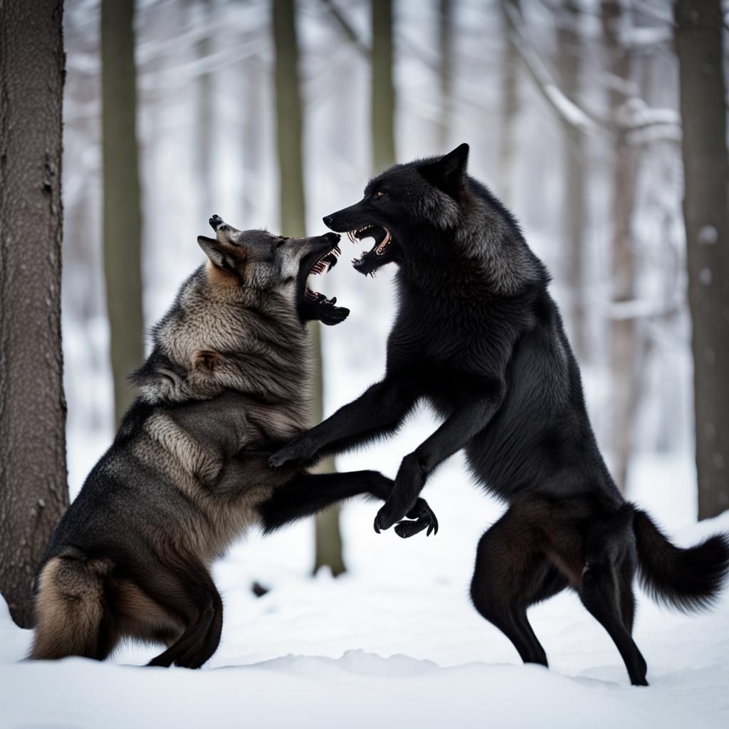 Wolf Fight - AI Generated Artwork - NightCafe Creator